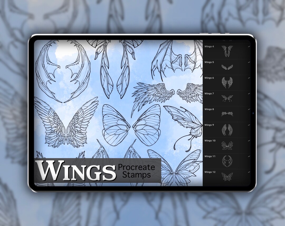 Wings Procreate Stamp Set 1 - 20 Angel, Devil, Fairy Wings Brush Stamps ...