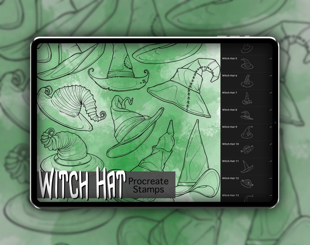 Witch Hat Procreate Stamp Set 1 - 20 Witch Wizard Hat Brush Stamps ...