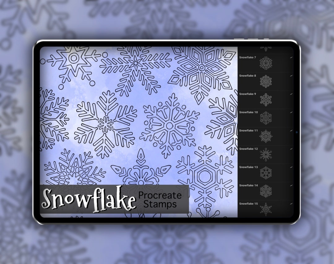 Snowflake Procreate Stamp Set 1 - 25 Snow, Icicle, Winter Brush Stamps ...