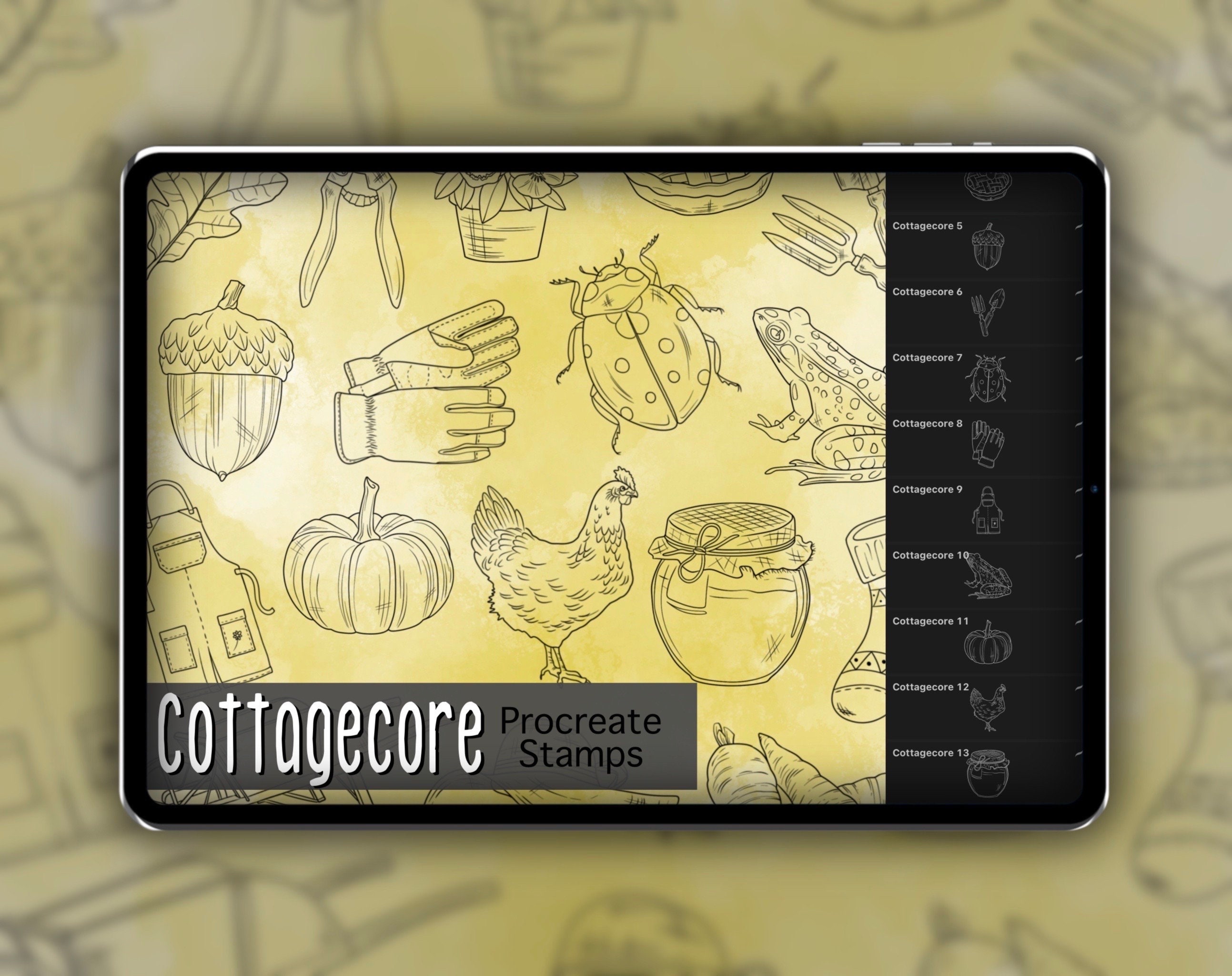 Cottagecore Procreate Stamp Set 1 - 20 Cottagecore Farm Brush Stamps ...