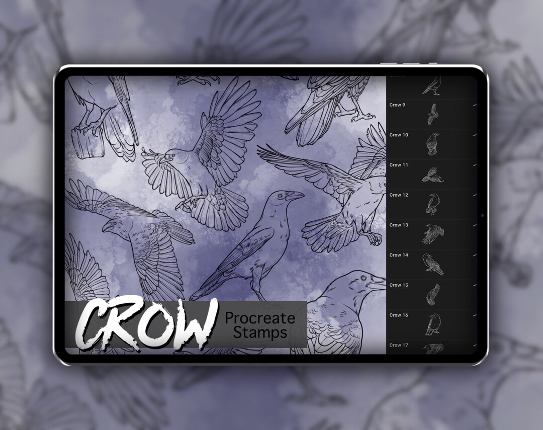 Crow Procreate Stamp Set 1 - 20 Crow Corvid Bird Brush Stamps | Illustrations | Tattoo Designs ...