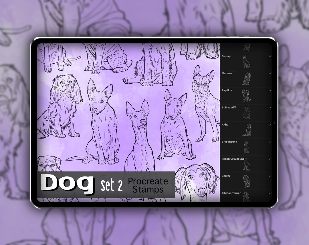 Dog Breed Procreate Stamp Set 2 - 30 Dog Breed Brush Stamps ...
