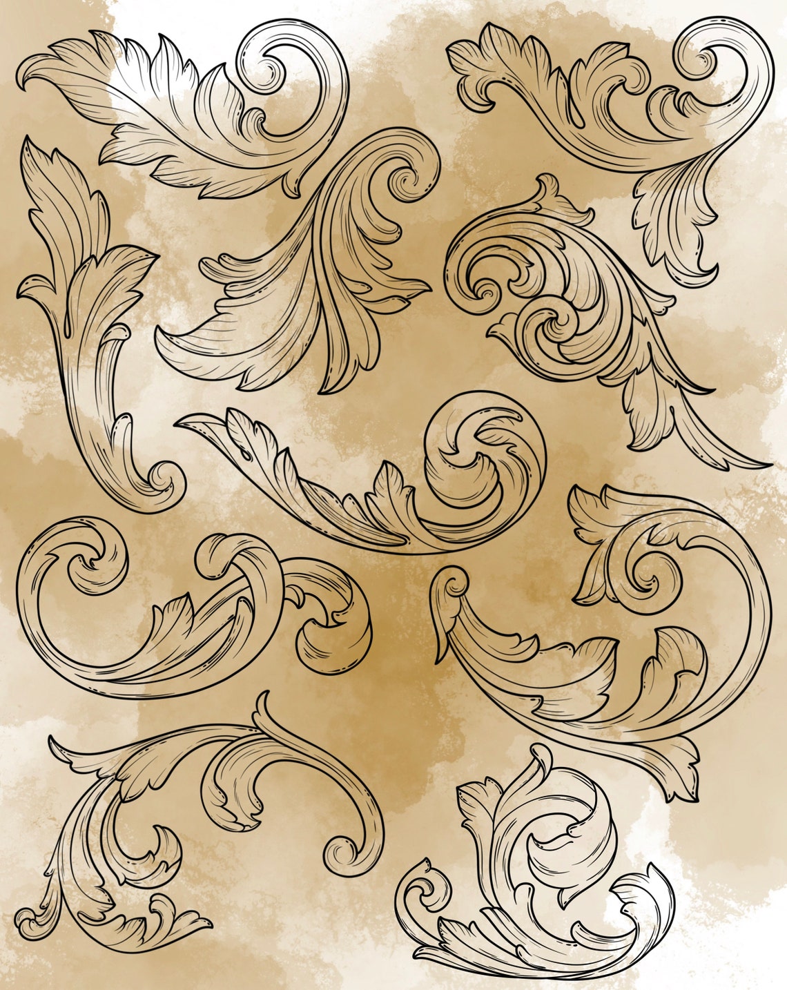 Filigree SVG PNG Set 1 20 Scrollwork Filigree SVG Vector Images ...
