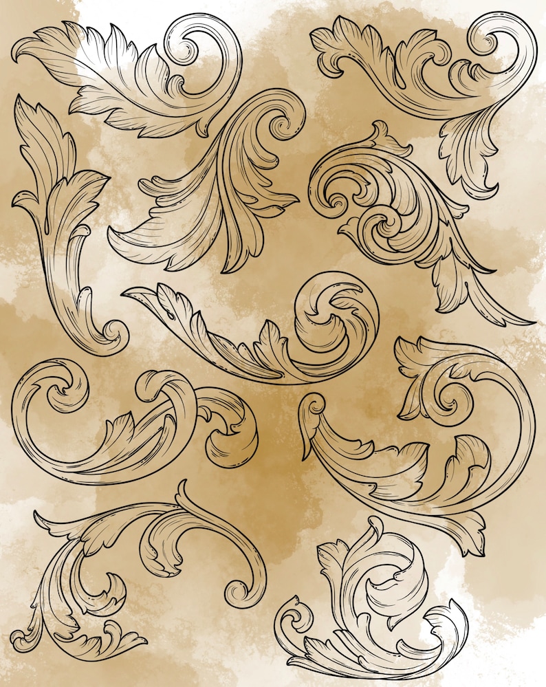 Filigree SVG PNG Set 1 20 Scrollwork Filigree SVG Vector Images ...