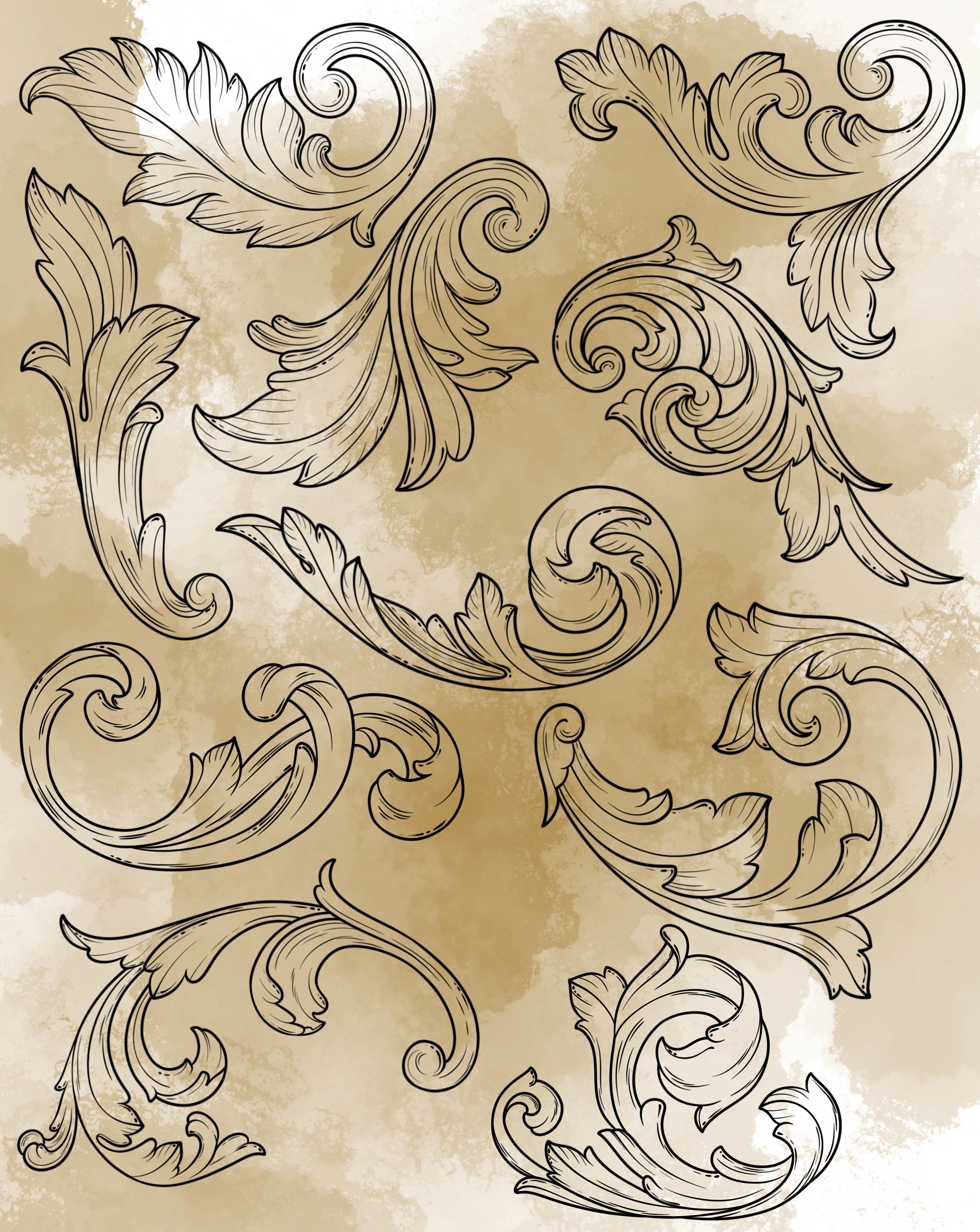 Filigree SVG PNG Set 1 20 Scrollwork Filigree SVG Vector Images ...