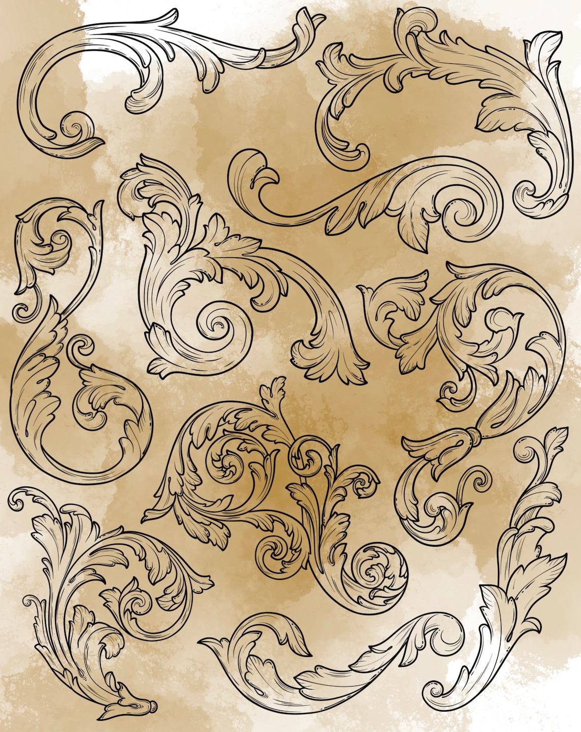 Filigree SVG PNG Set 1 20 Scrollwork Filigree SVG Vector Images ...