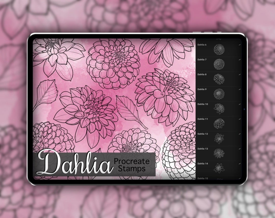 Dahlia Procreate Stamp Set 1 - 25 Dahlia Flower Brush Stamps ...