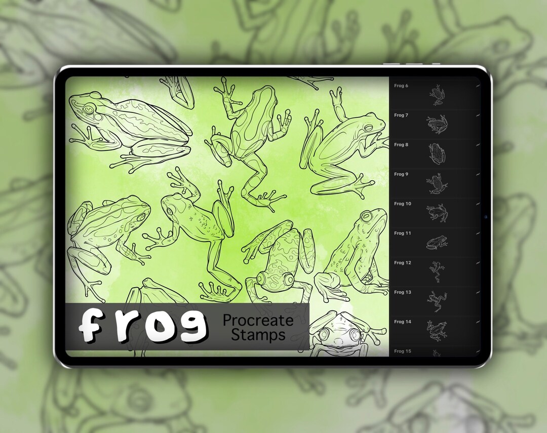 Frog Procreate Stamp Set 1 - 25 Frog, Toad, Amphibian Nature Brush Stamps | Illustrations ...