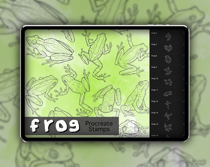100 Frog Procreate Stamp Brushes: Wildlife, Tattoo Reference (digital ...