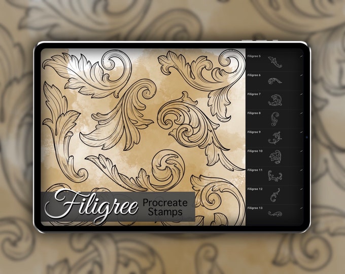 170 Procreate Filigree Ornament Tattoo Brushes, Acanthus Baroque ...