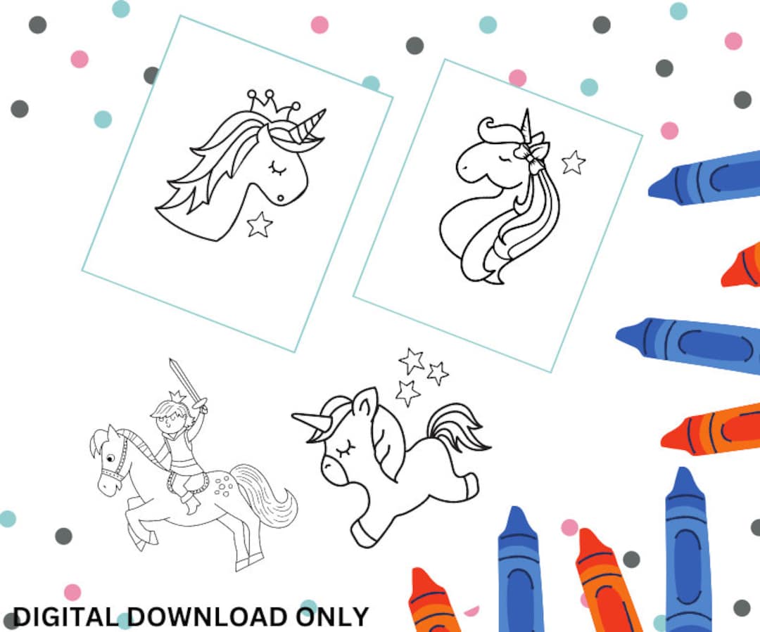 10 Unicorn Coloring Pages, Digital Printables, Games, and Fun ...