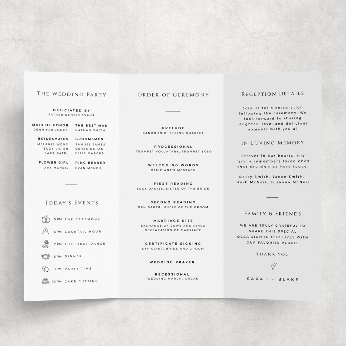 Wedding Program Template Trifold, Infographic Itinerary Booklet ...