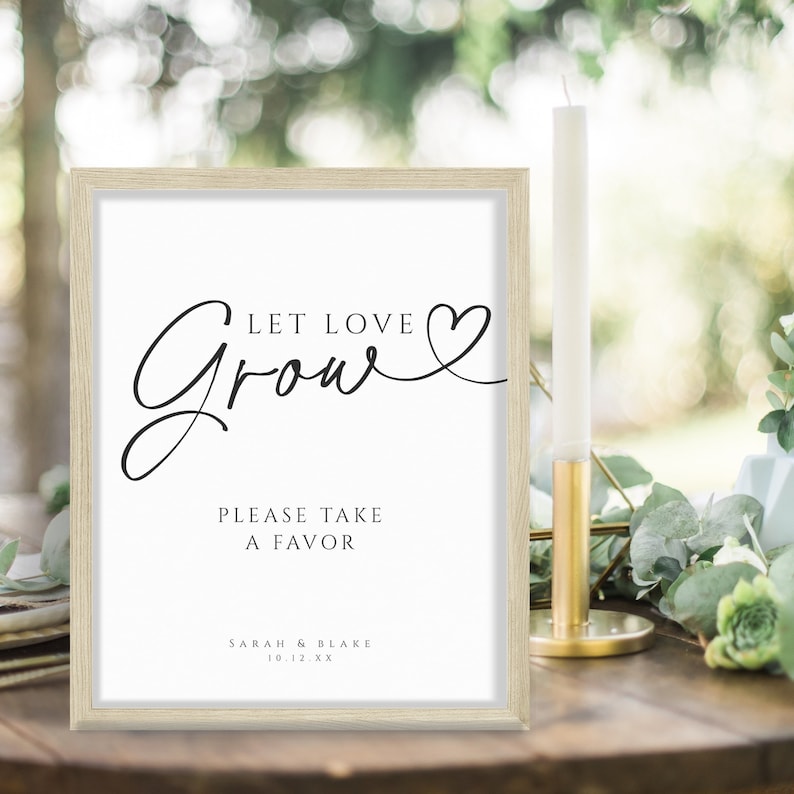 Let Love Grow Wedding Favor Sign, Please Take One Printables ...