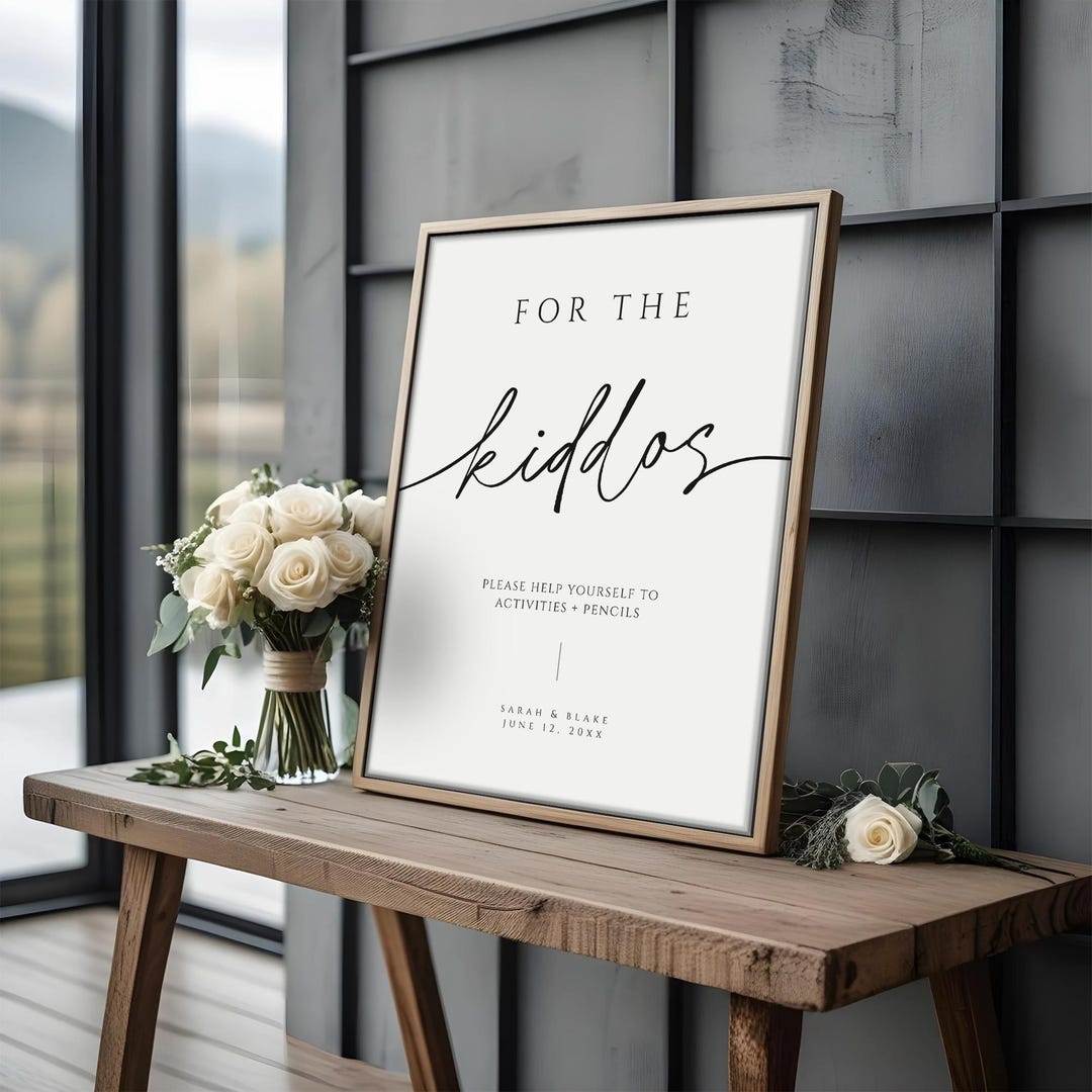 For the Kiddos Sign, Kids Activity Sign for Wedding, Minimal Kid Favor ...