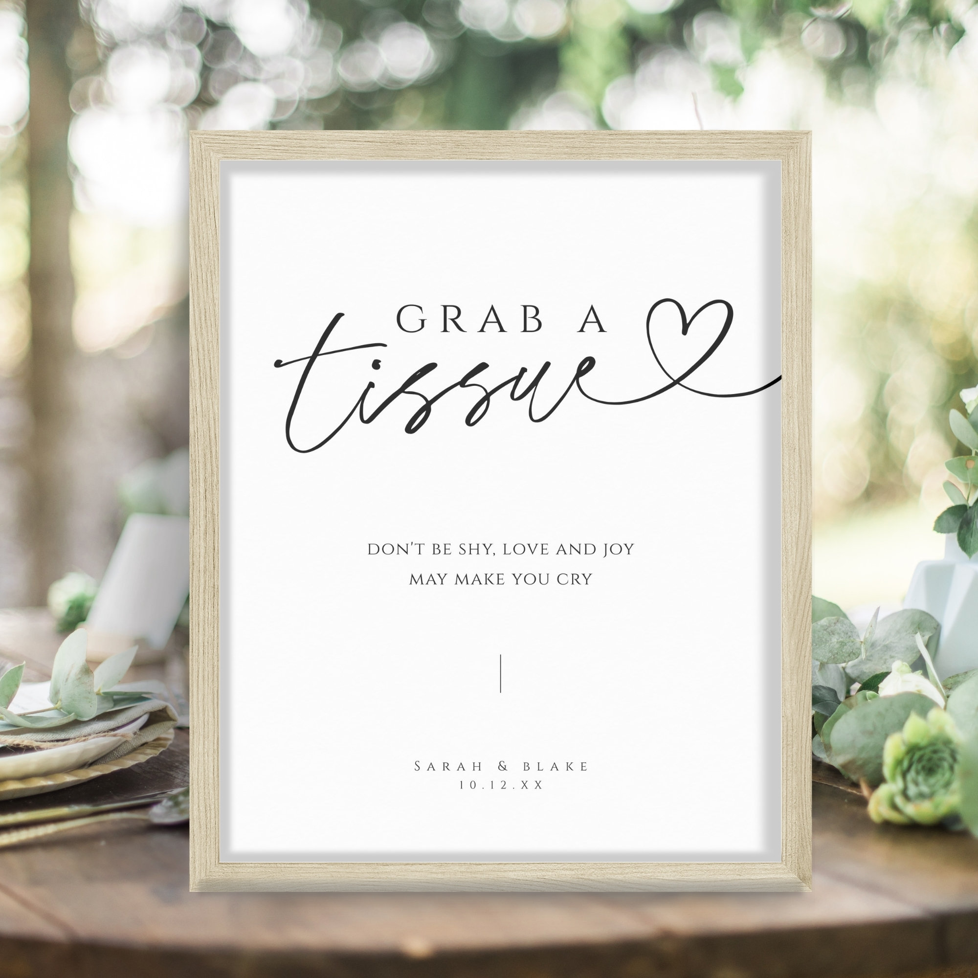 Wedding Tissue Sign, Printable Happy Tears, Editable Minimalist Modern ...