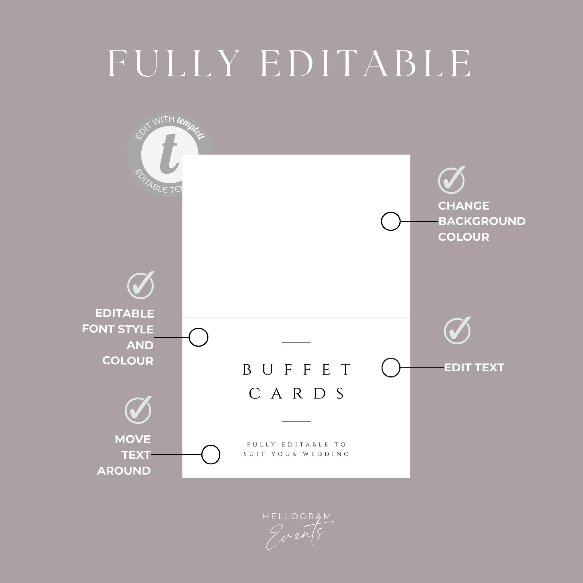 Wedding Menu Card for Buffet, Editable Food Tent Label, Printable Sign ...