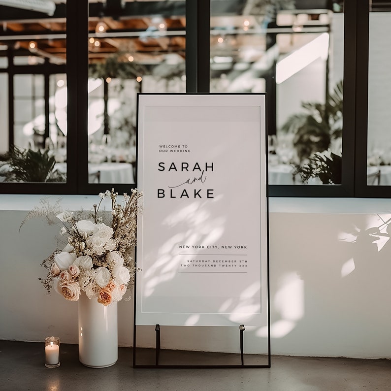 Modern Wedding Reception Welcome Sign Template, Minimalist Printable ...