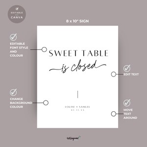 Dessert Table Closed, Editable Sweet Station Wedding Sign, Printable ...