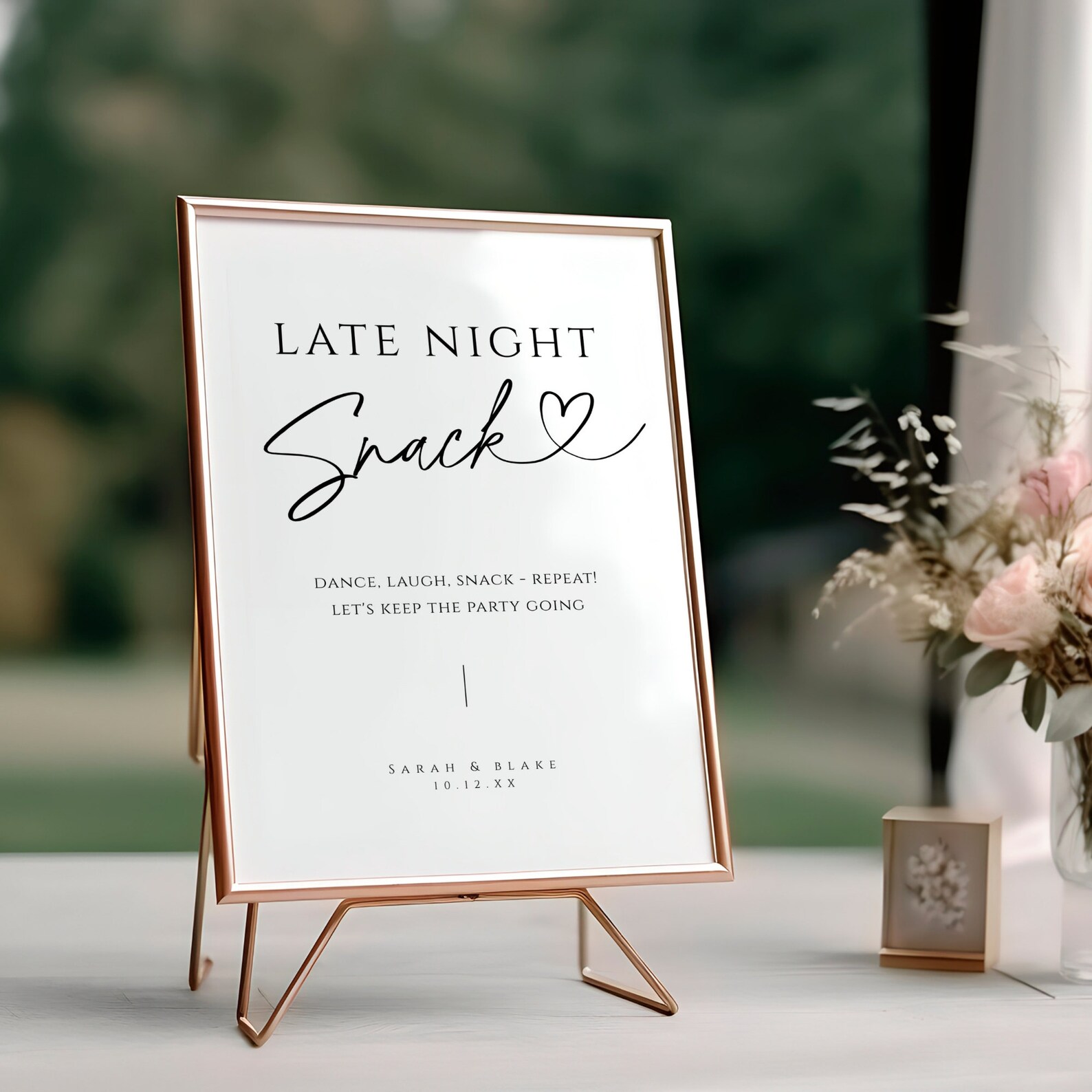 Late Night Snack Wedding Sign, Minimal Printable Food Station Table ...