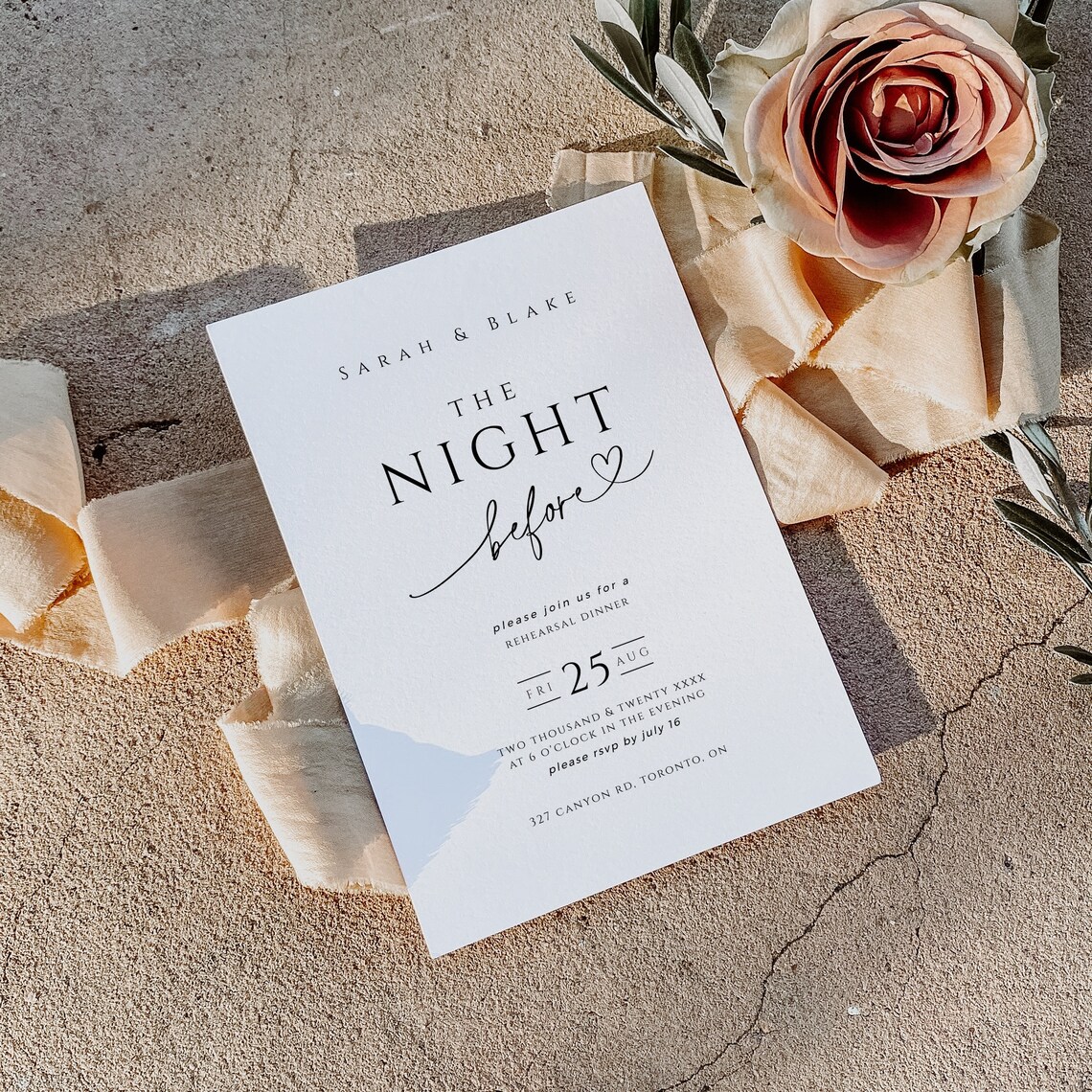 The Night Before Invitations Printed, Rehearsal Dinner Invite Template ...