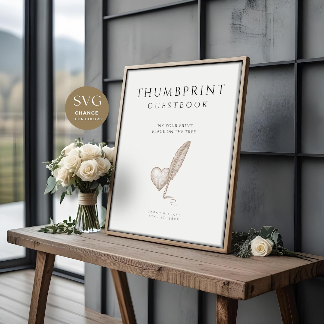 Wedding Guestbook Tree Thumbprint, Guest Book Alternative Ink Print ...