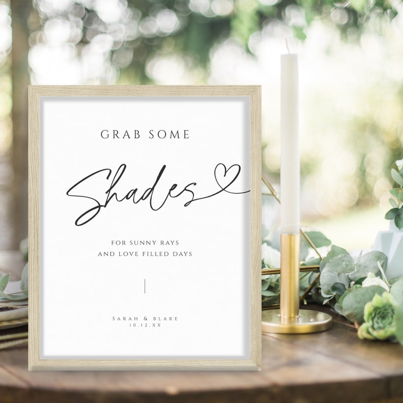 Sunglasses Wedding Sign, Please Take Some Shades, Minimalist Shower ...