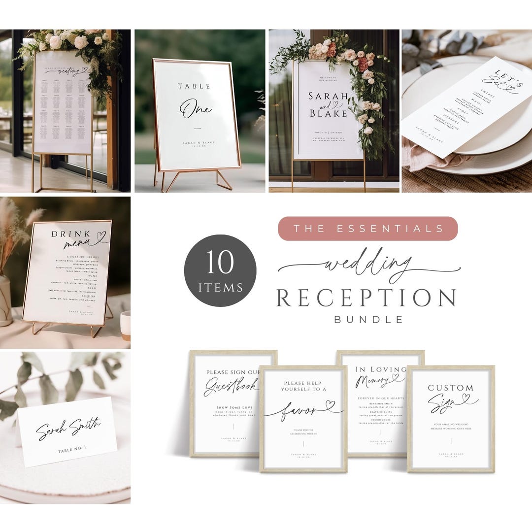 Modern Wedding Reception Bundle Template, Seating Chart Tables Numbers ...