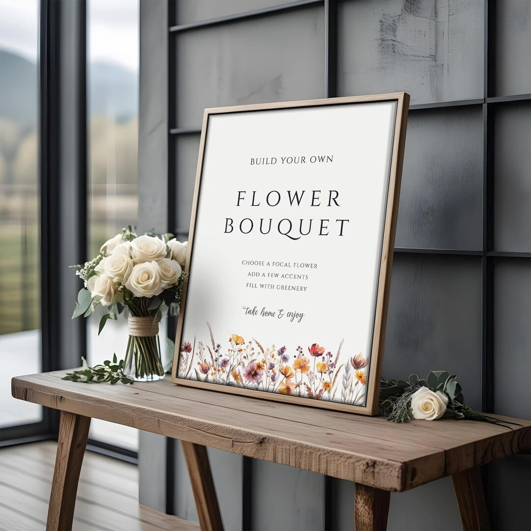 Build Your Own Bouquet Sign, Flower Bar Signage Wedding Template, Fall ...