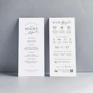 Rehearsal Dinner Menu Template, the Night Before Table Sign, Fun Fact ...
