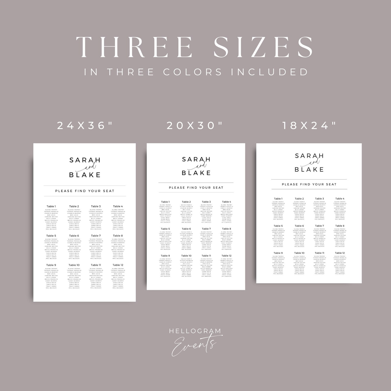 Wedding Seating Chart for 12 Tables, Editable Minimal Table Number Seat ...