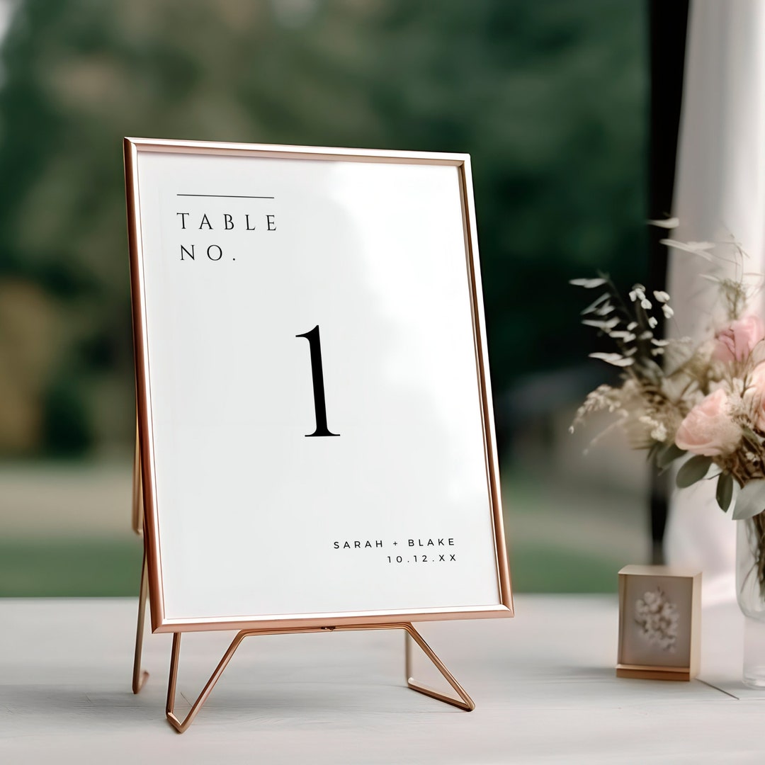 Wedding Table Numbers 1-35, Minimalist Editable Reception Cards, Guest ...