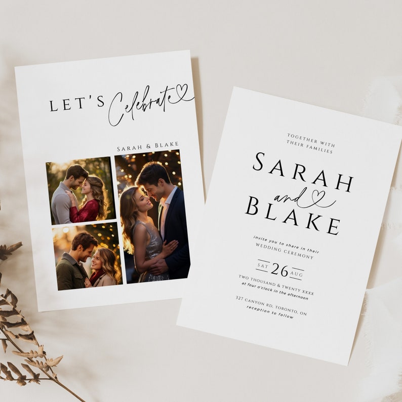 Minimal Wedding Invitation Suite QR Code, Ceremony Invite and Details ...