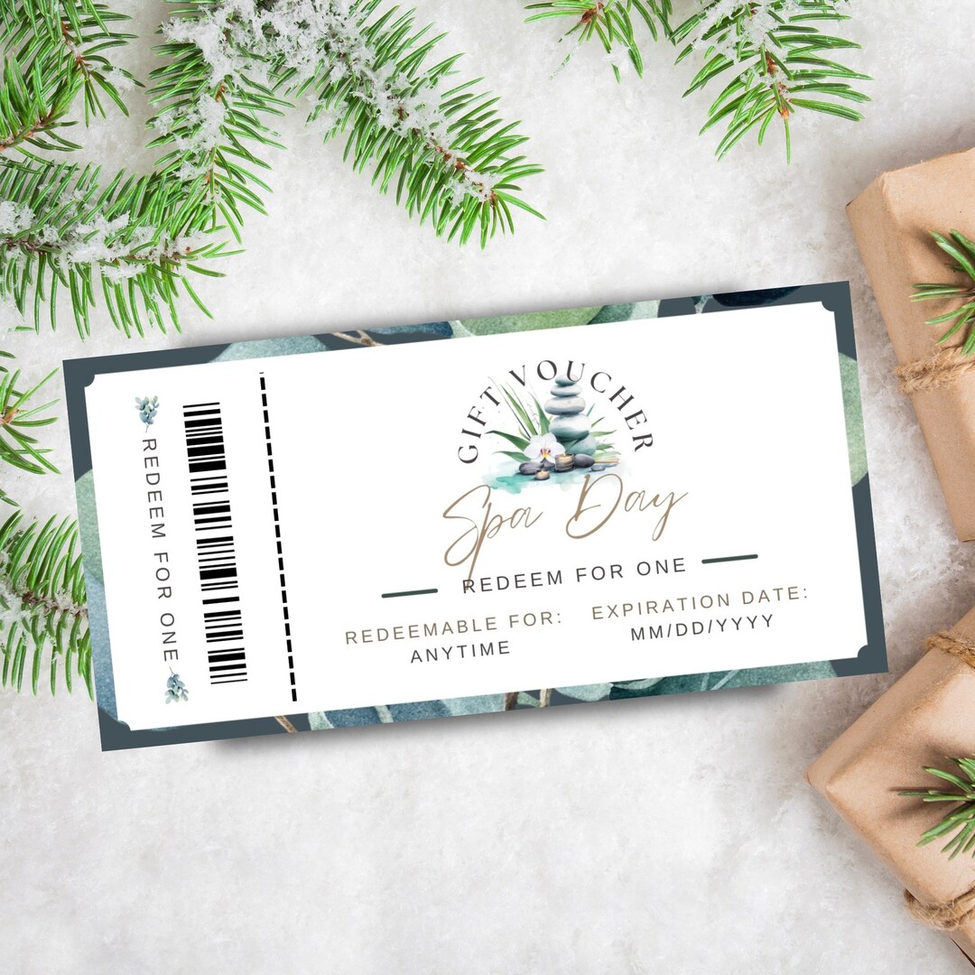 Spa Day Gift Voucher, Printable Birthday Certificate, Custom Editable ...