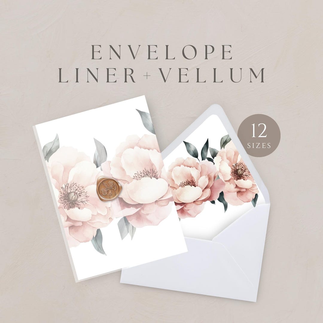 English Garden Envelope Liner, Printable Pink Vellum Wrap, Vintage ...