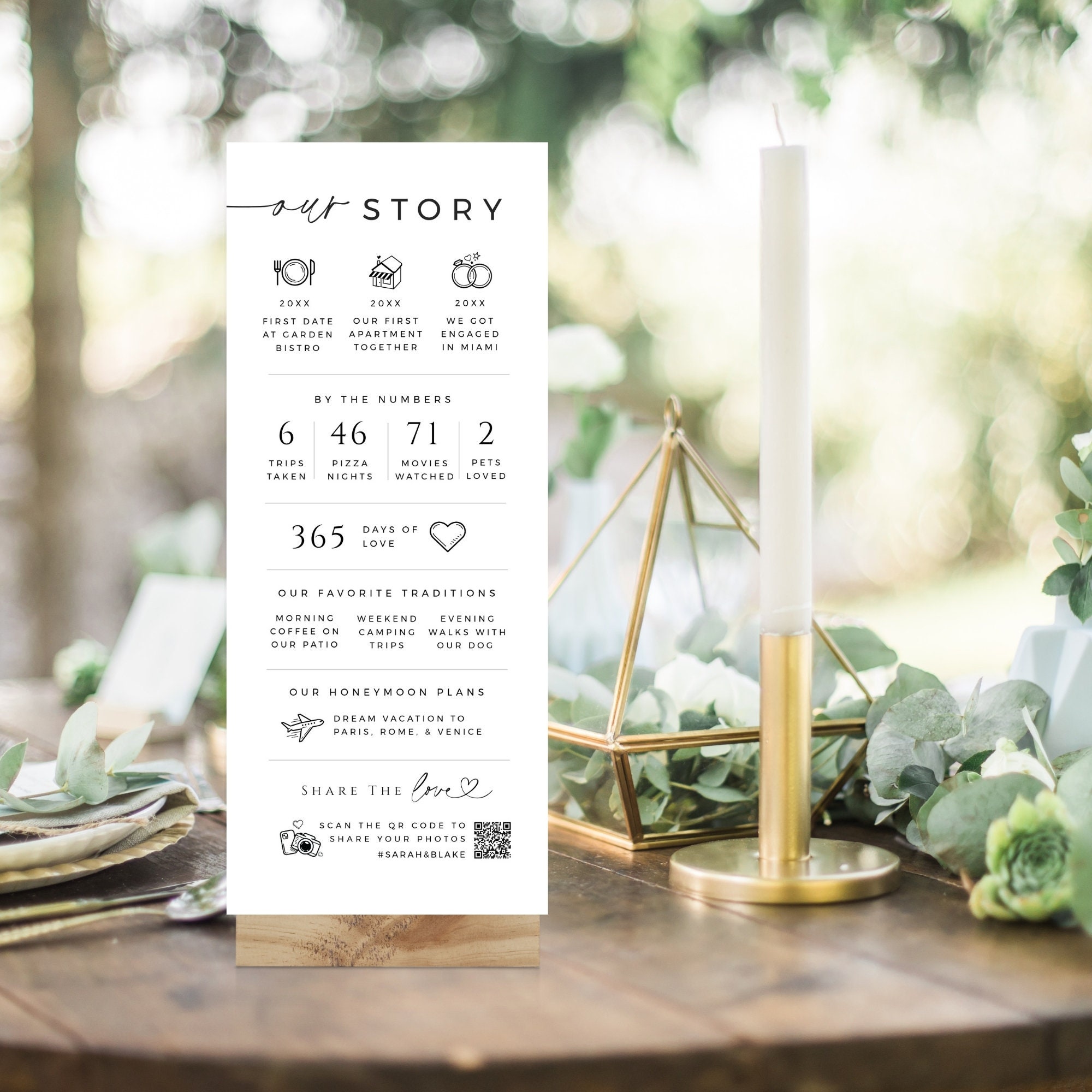 Wedding Fun Facts Card, Menu and Thank You Place Setting, Infographic ...