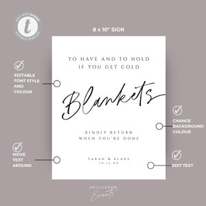 Wedding Blanket Sign Printable, Minimalist Modern Outdoor Guest, to ...