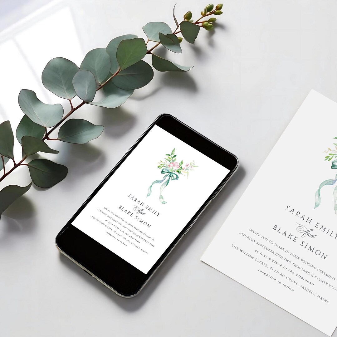 Digital Whimsical Garden Wedding Invitation, Cottage Core Invite ...