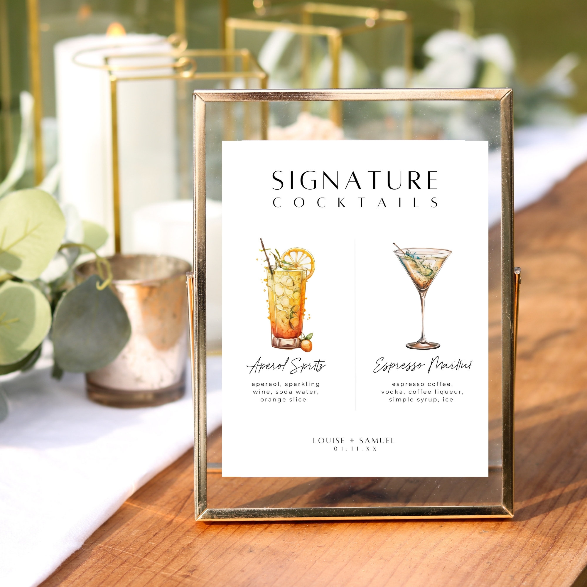 Espresso Martini Signature Drink, Aperol Spritz Wedding Sign, Printable ...