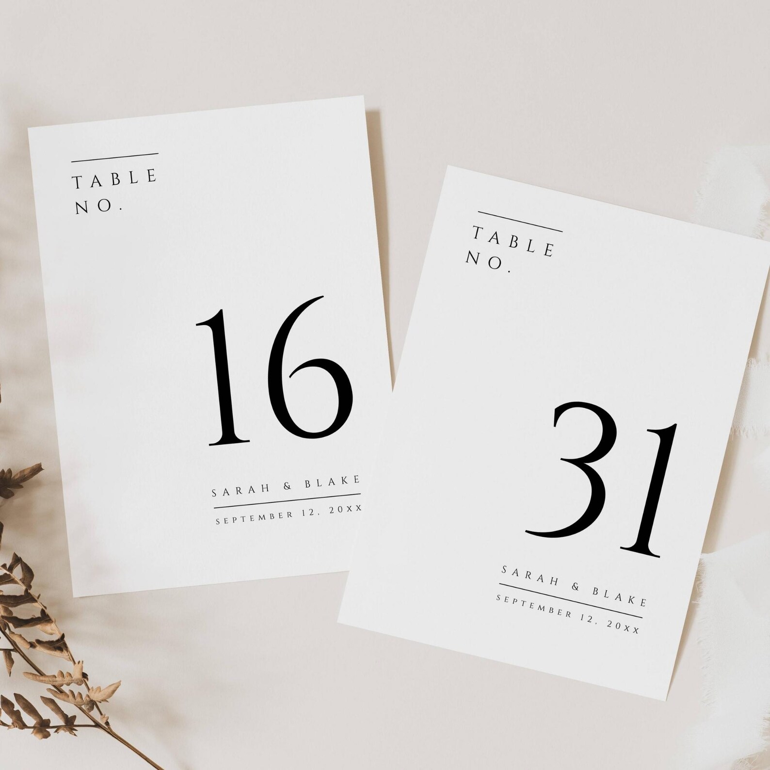 Wedding Table Numbers 1-35, Minimalist Editable Reception Cards, Guest ...