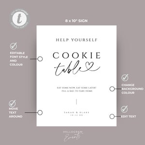 Cookie Table Wedding Tradition, Minimalist Dessert Table Sign, Modern ...
