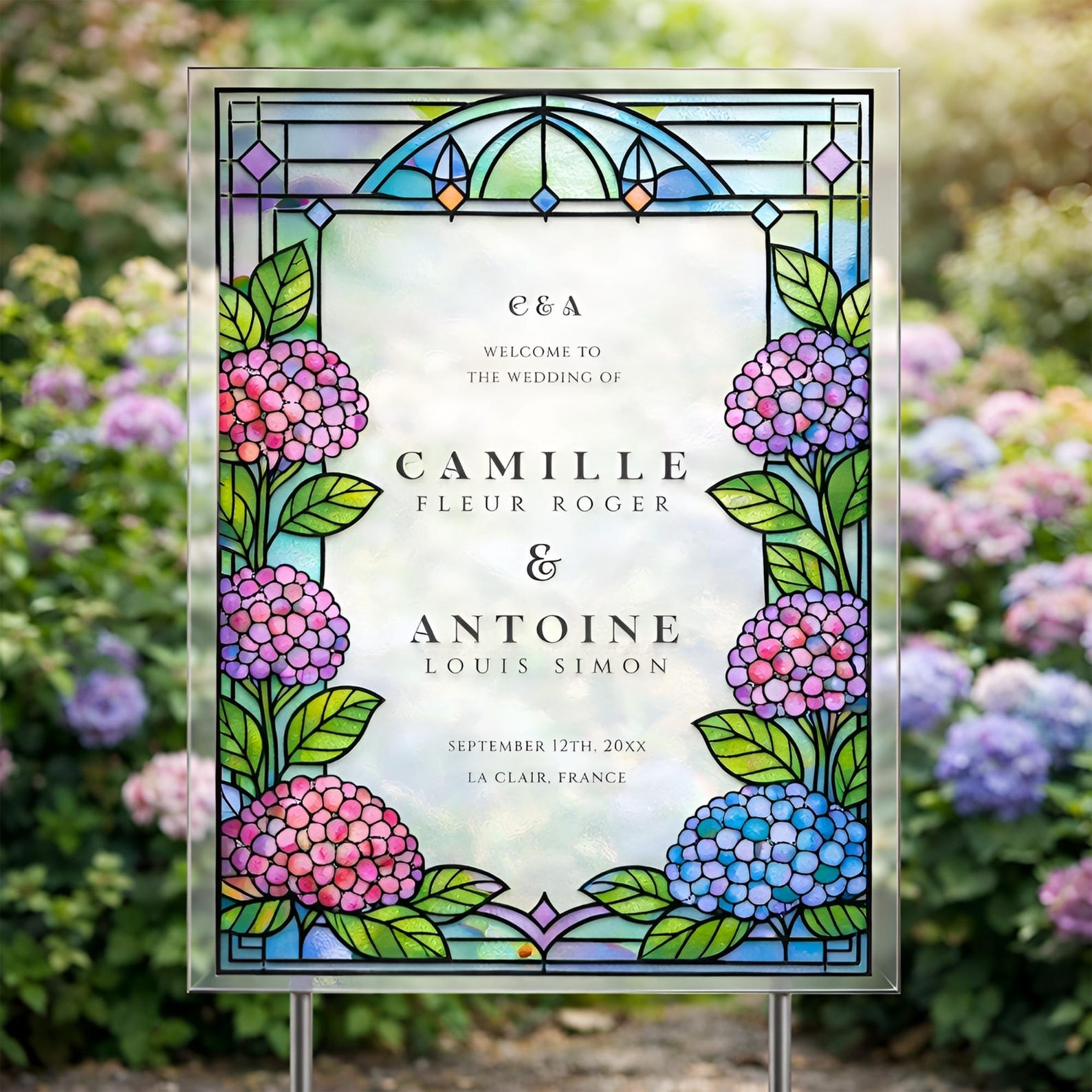 Faux Stained Glass Wedding Sign Template, Painted Acrylic Welcome Sign ...