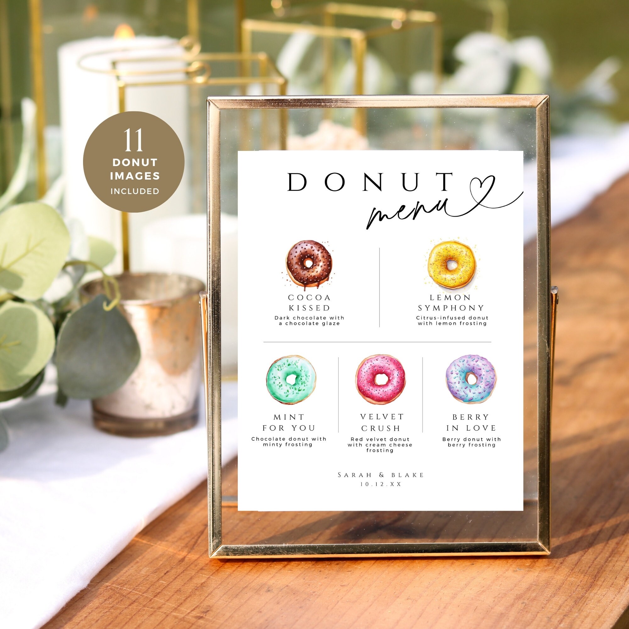 Donut Bar Menu, Wedding Dessert Table Sign, Editable Modern Printable ...