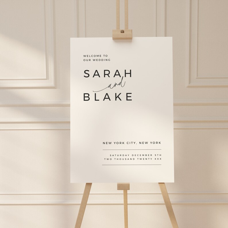 Modern Wedding Reception Welcome Sign Template, Minimalist Printable ...