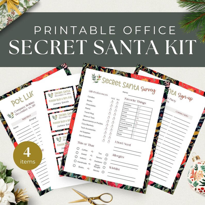 Secret Santa Questionnaire for Coworkers Editable Company - Etsy
