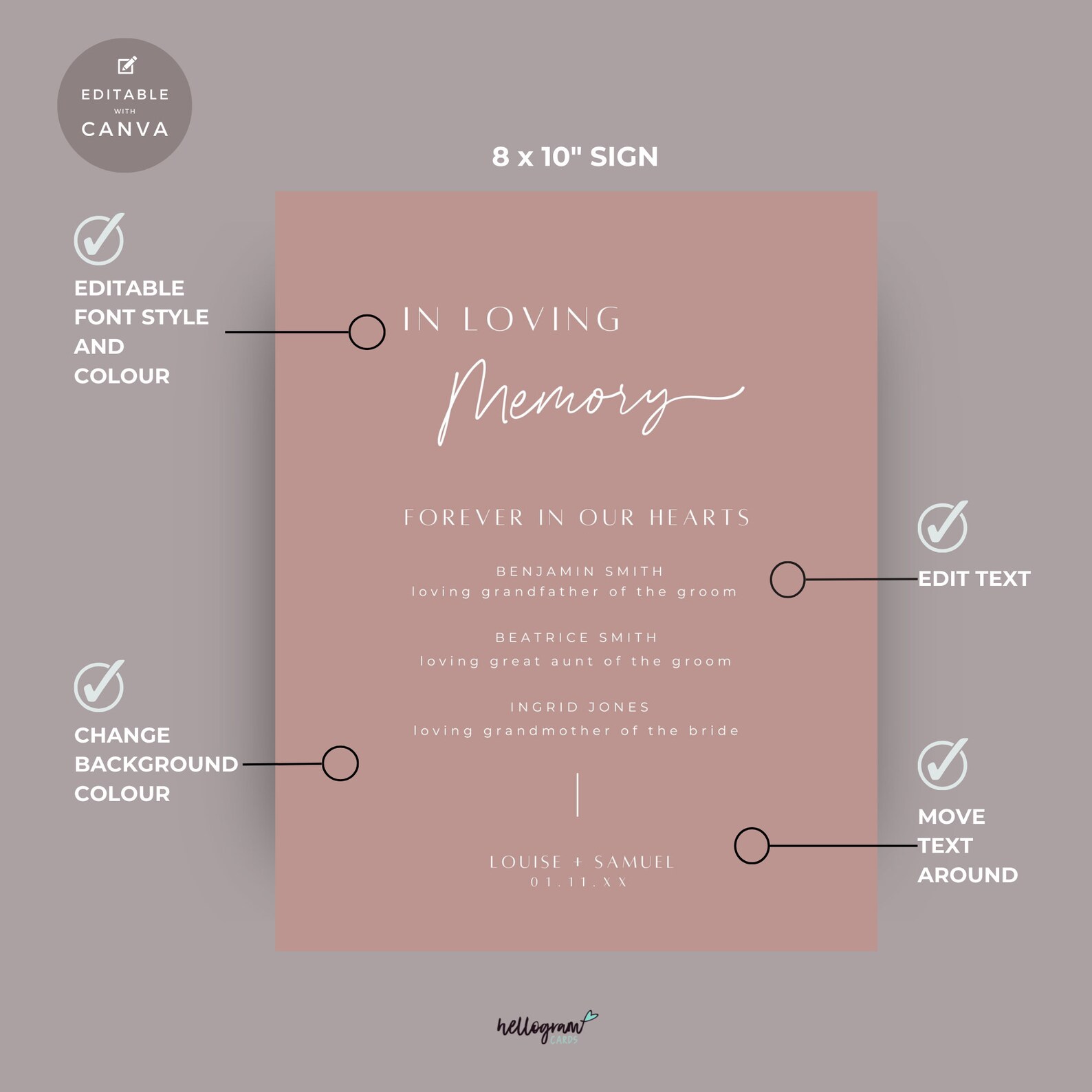 Simple in Loving Memory Sign Wedding Printable, Minimalist Memorial ...