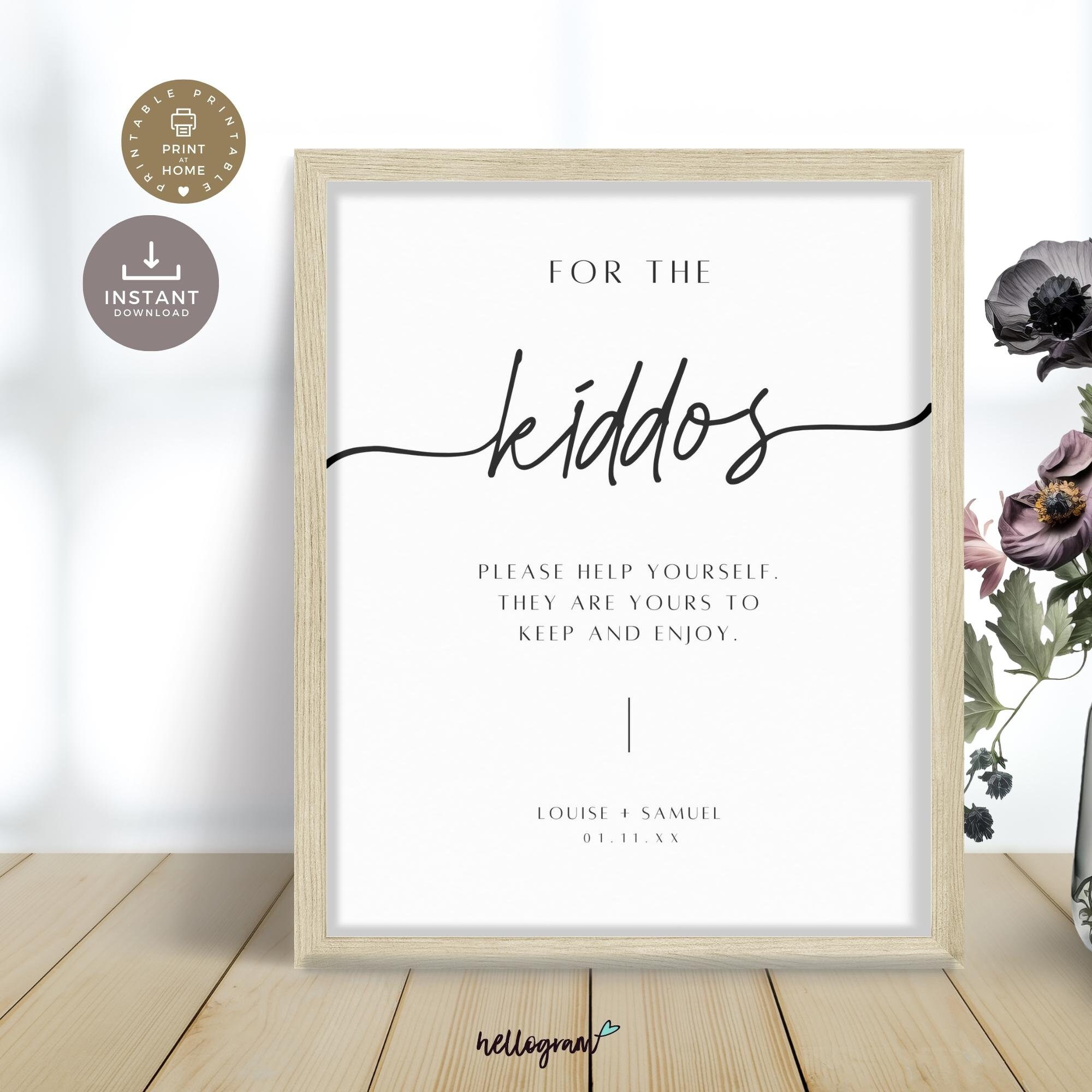 Kids Activity Sign for Wedding, Minimal Kiddos Favor Signage, Printable ...