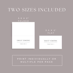 Minimal Wedding Place Card Template, Editable Reception Table Seating ...