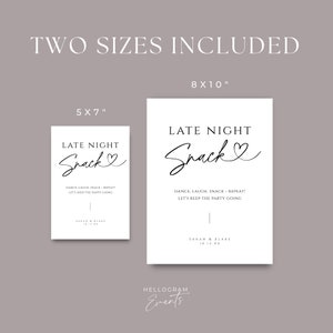 Late Night Snack Wedding Sign, Minimal Printable Food Station Table ...