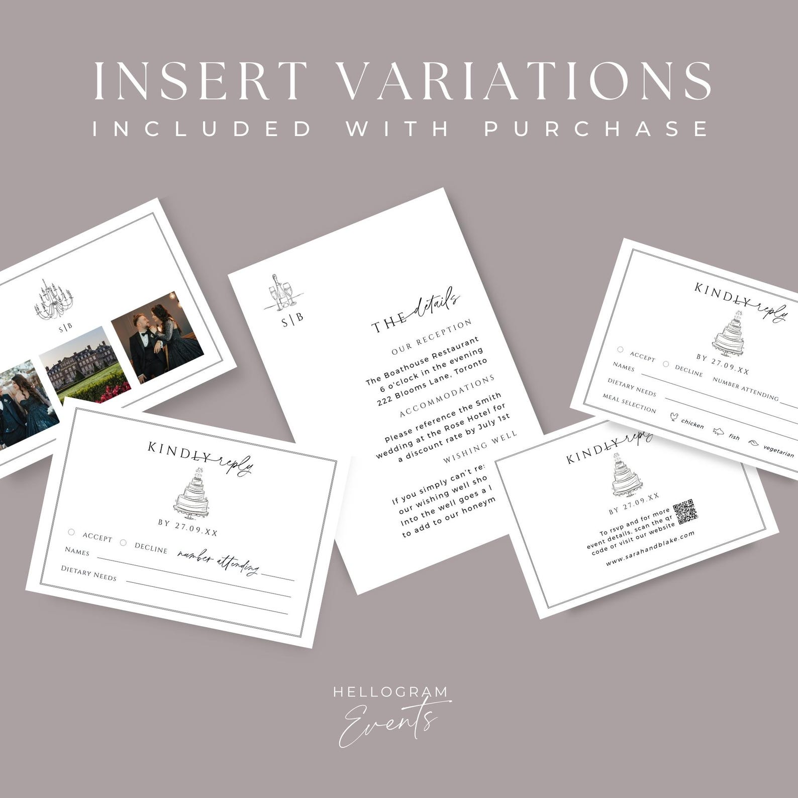 Hand Drawn Wedding Invitation Suite, Whimsical Minimal Invite QR Code ...