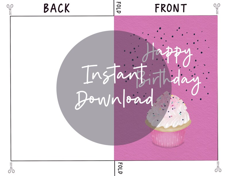 Printable Cupcake Birthday Card Pink - Etsy